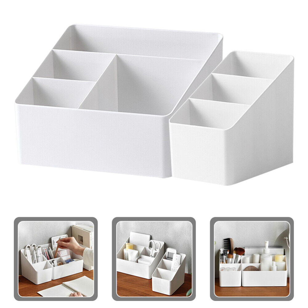 Minimalist White Desktop Organizer Pencil Holders Caddy Remote Control ...