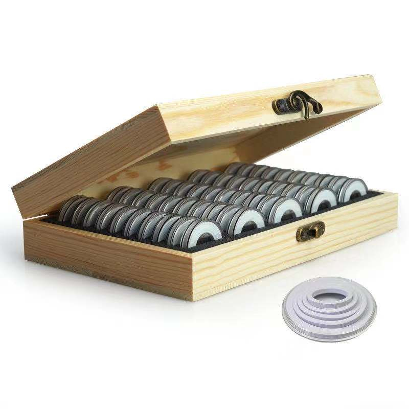 50 Coin Storage Boxes Round Coin Storage Wooden Box Commemorative Coin ...