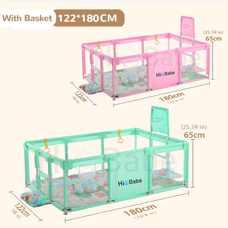 HiBabe Playpen For Baby Indoor Breathable Mesh Foldable Playground Kids ...