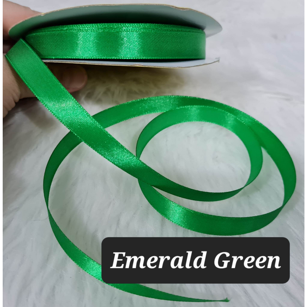 EMERALD GREEN Satin Ribbons Double Edge | Shopee Philippines