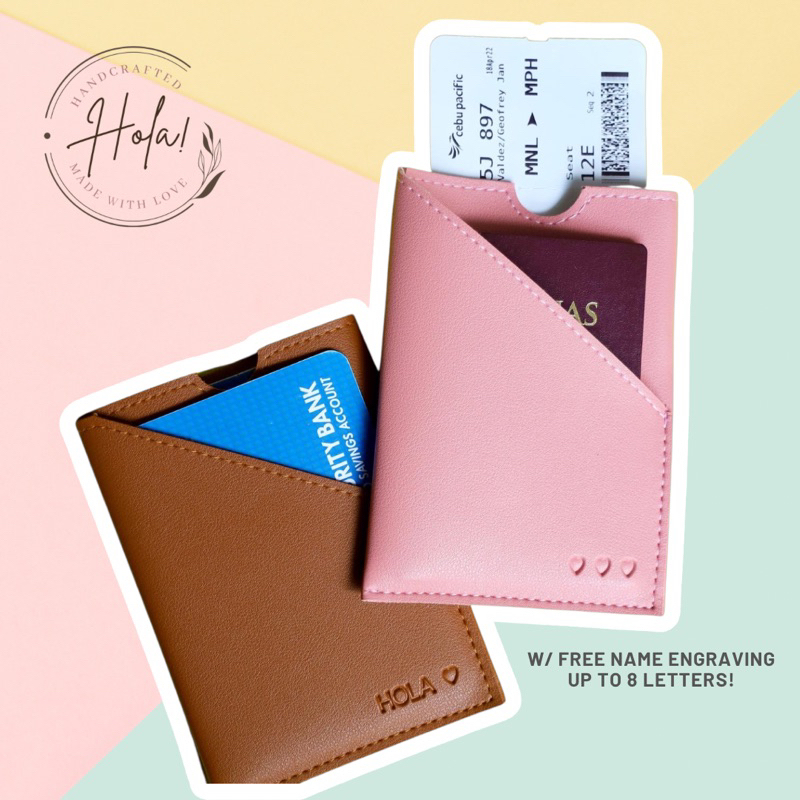 Leather Passbook / Passport Cover with 2 pockets - with FREE name ...