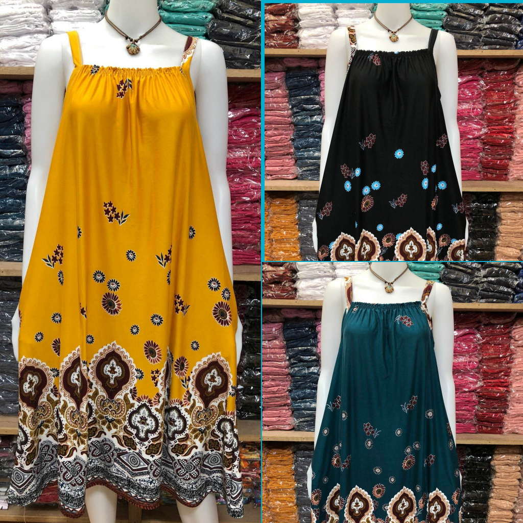 Plus Size Spag Garter Daster Printed Dress With Two Pockets| Fits L to ...