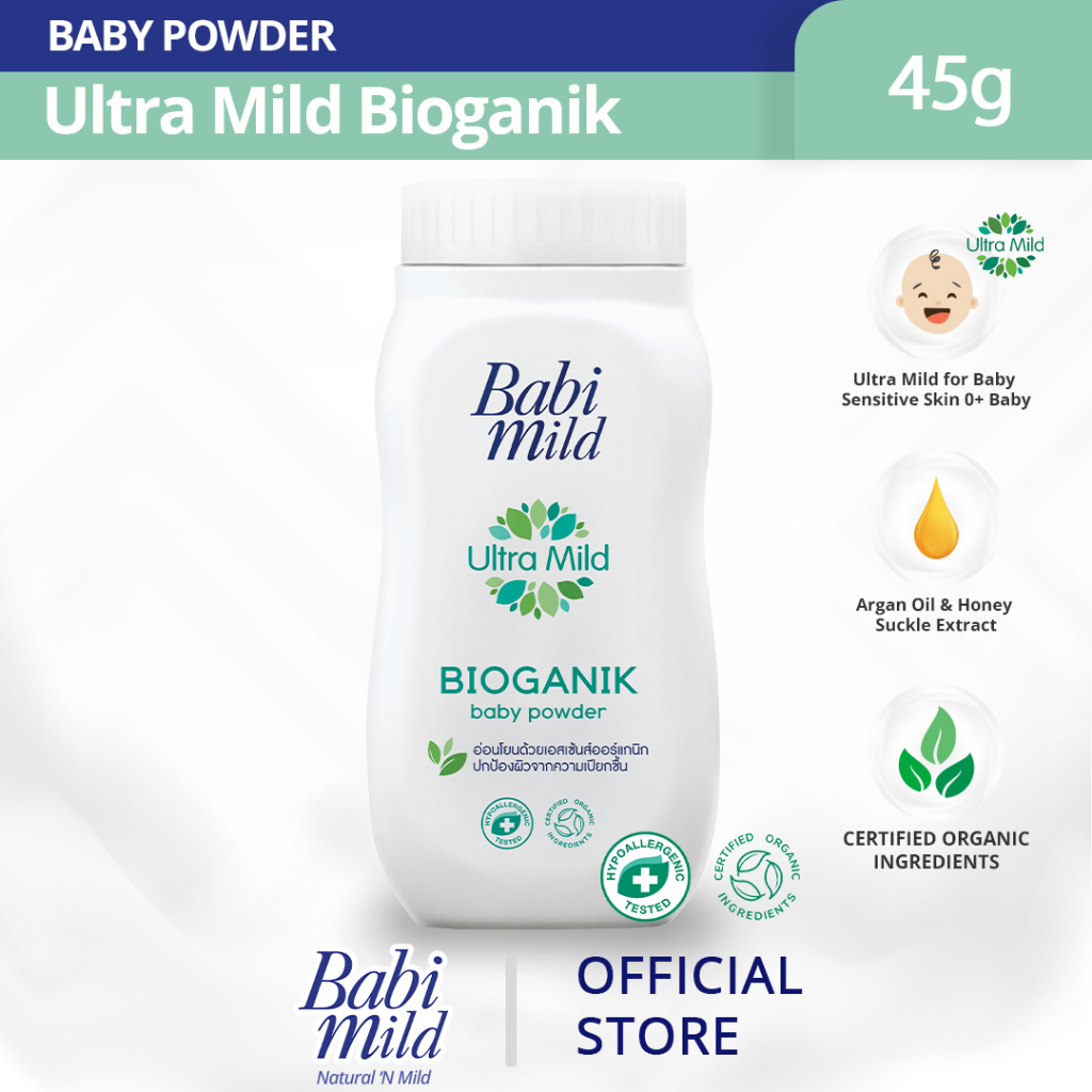 Babi Mild Baby Powder Ultra Mild Bioganik 45g - Natural N' Mild - Anti ...