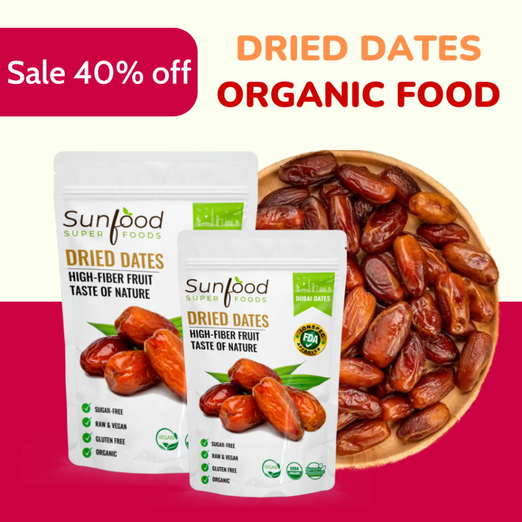 Pitted Dates Organic Made in Saudi Sunfood Pitted Dried Dates 200 grams ...