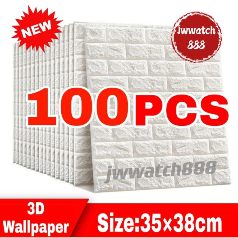 100pcs Wallpaper 35×38cm Adhensive 3D Brick wall stickers wallpaper ...