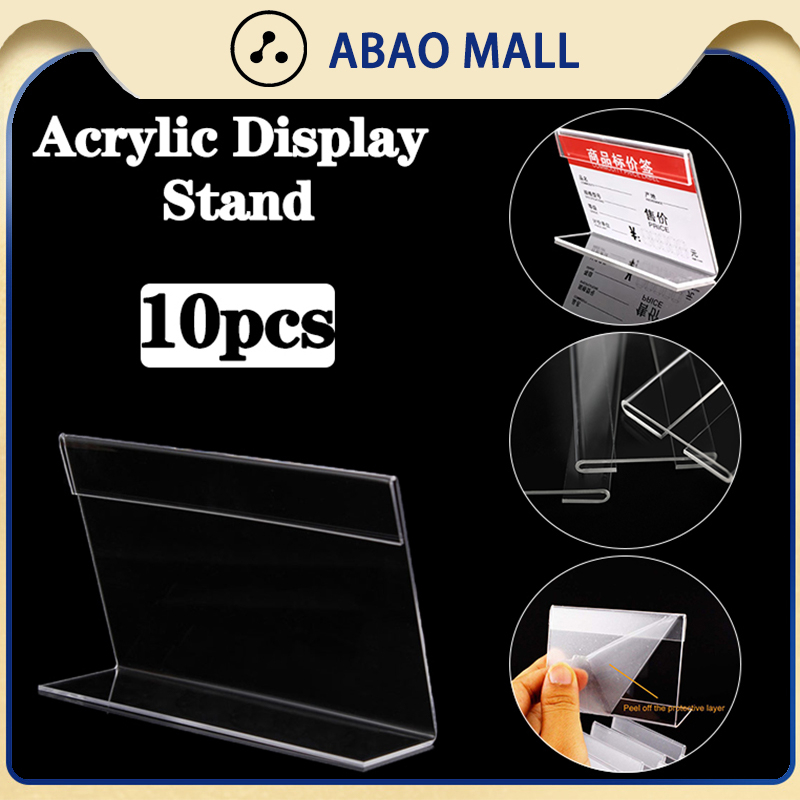 10PCS Acrylic Display Stand Clear Sign Label Display Holder Price Name ...