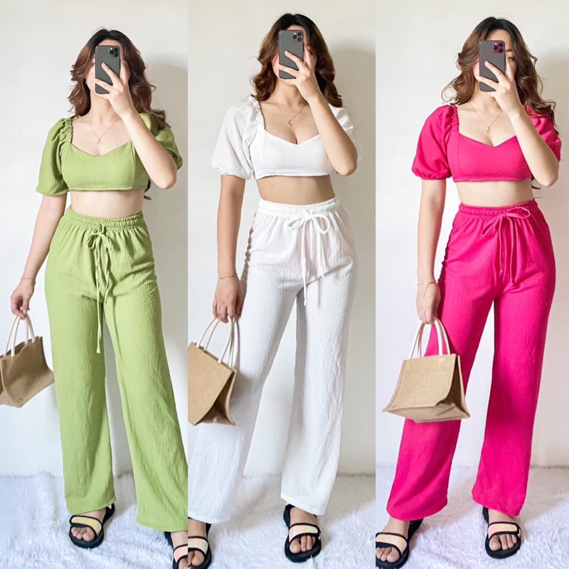 Andrea Coordinates (Croptop and Bottoms) | Shopee Philippines