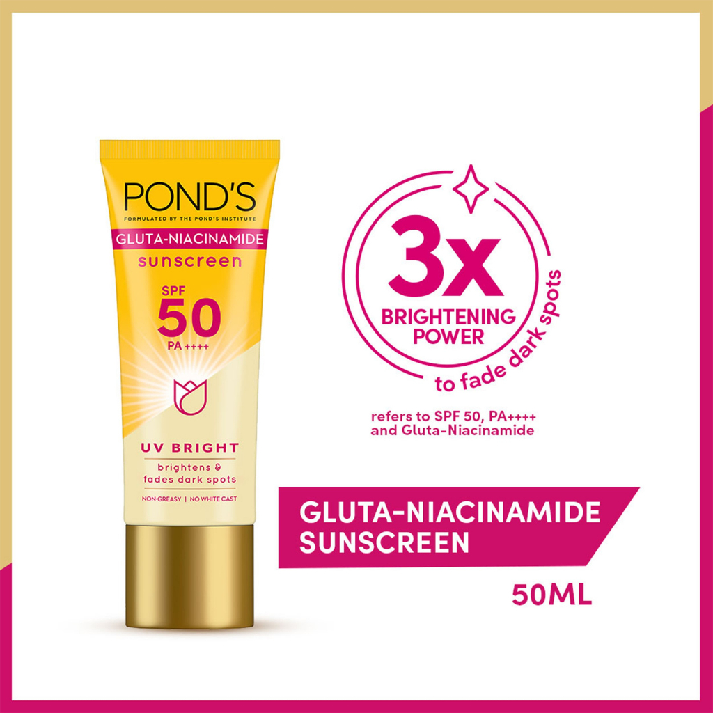 PONDS Gluta-Niacinamide Sunscreen SPF50 PA++++ UV Bright 50ml | Shopee Philippines