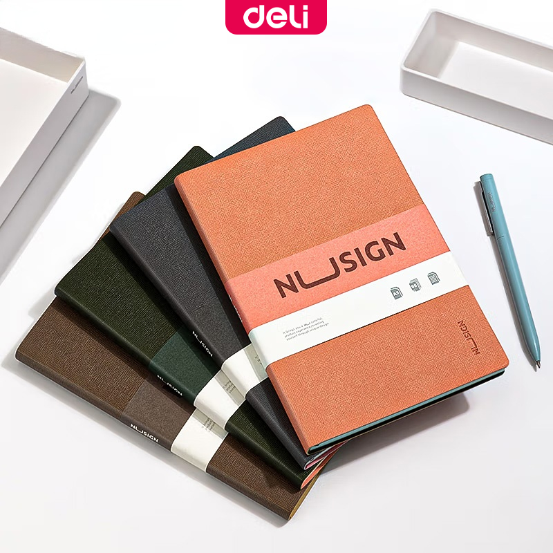 Deli A5 Faux Leather Thick Business Notebook 96 Sheets Sketch Journal ...