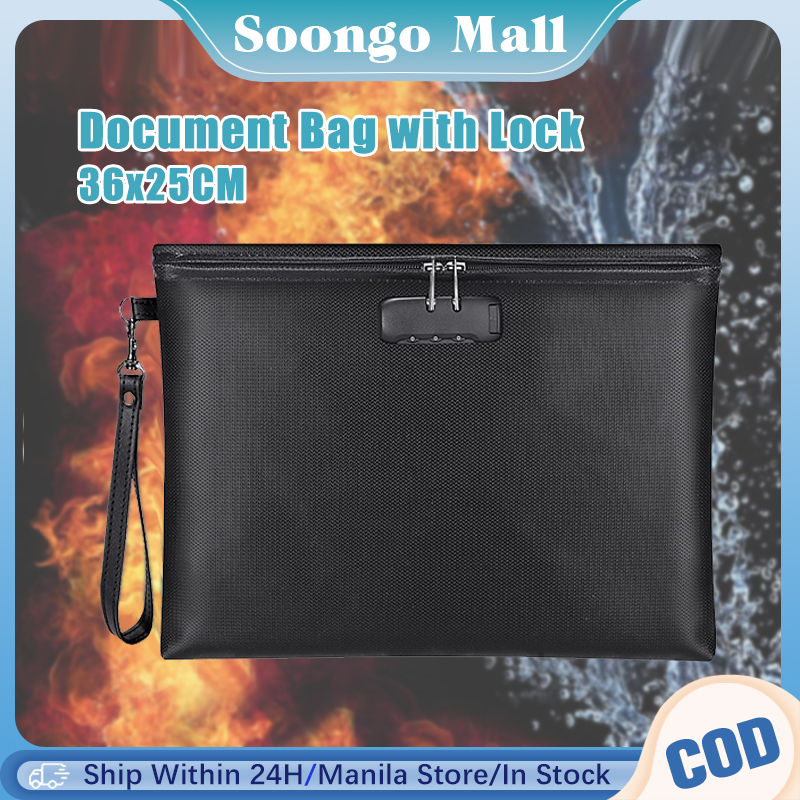 Fireproof Document Bag with Lock Fireproof Waterproof for Letter ...