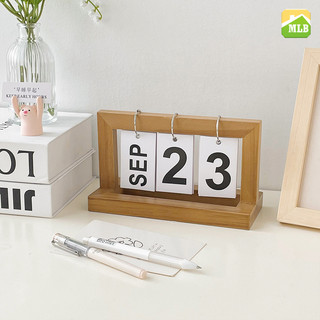 Nordic Style Wooden Page-Turning Calendar Natural Wood Grain Home Decor ...