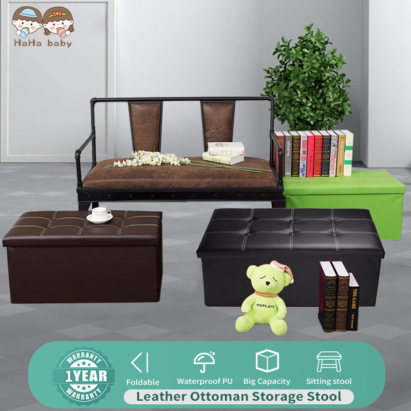 Haha Baby Ottoman Storage Stool Leather Rectangular Storage Box Sit ...