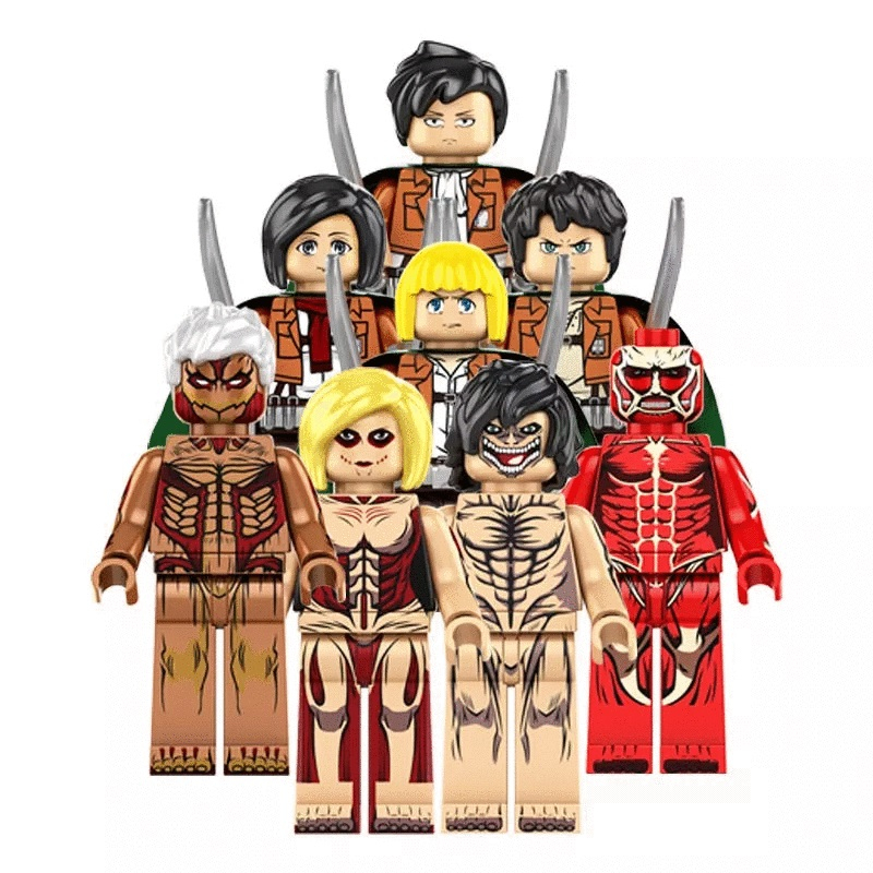 Attack on Titan minifigures set (8 minifigures) building blocks ...