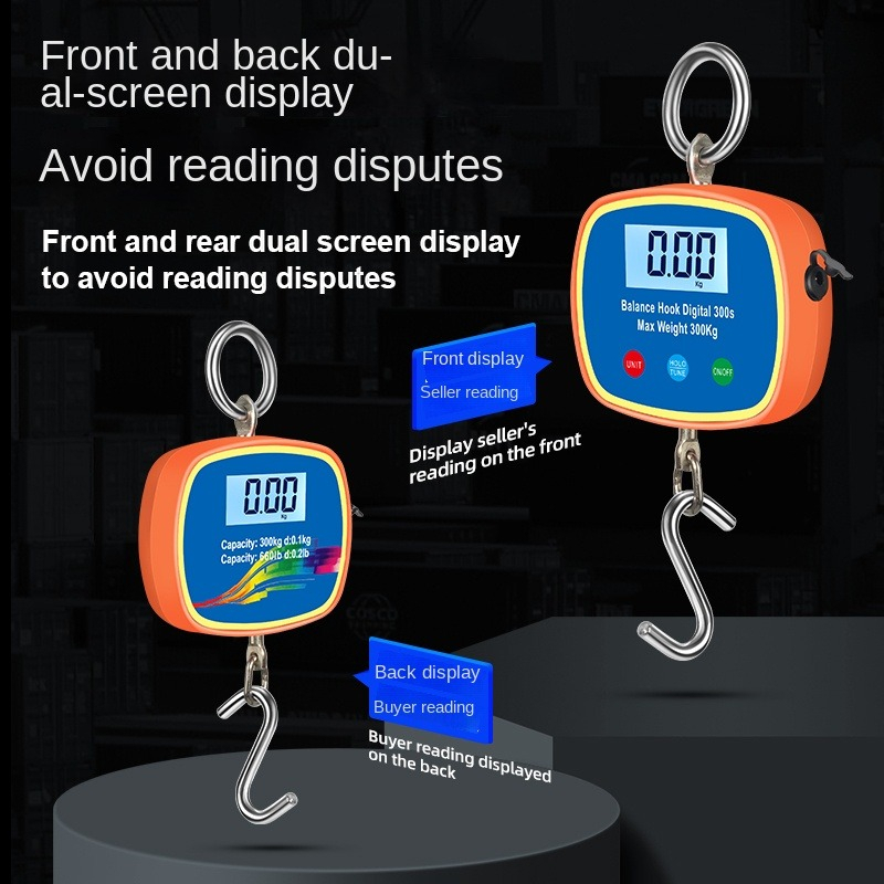 LCD Dual Display Hanging Scale 100/300kg Rechargeable Double Sided ...