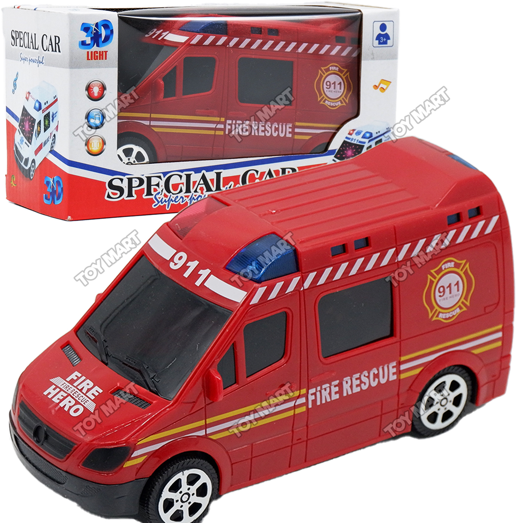 Battery Operated Fire Rescue Truck Toy with Lights and Music for Kids ...