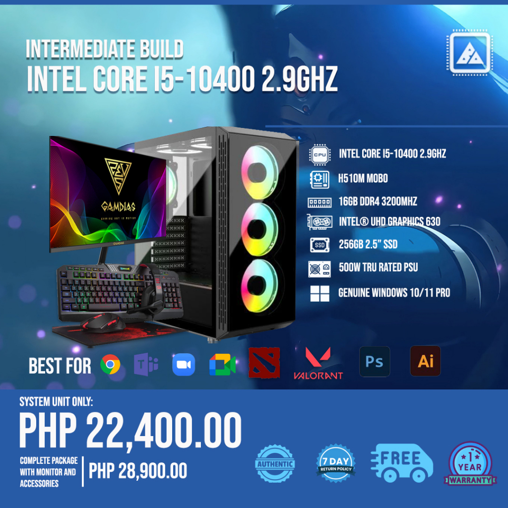 Intel core i5 10th Gen Computer Package | 16gb 3200mhz | 256 SSD | 500W ...
