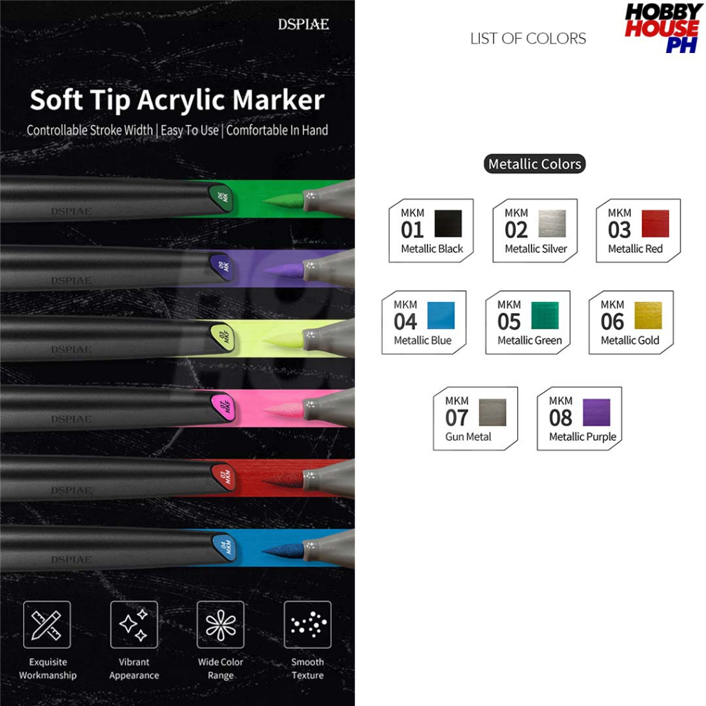 DSPIAE Metallic Soft-Tip Marker Full Set | Shopee Philippines