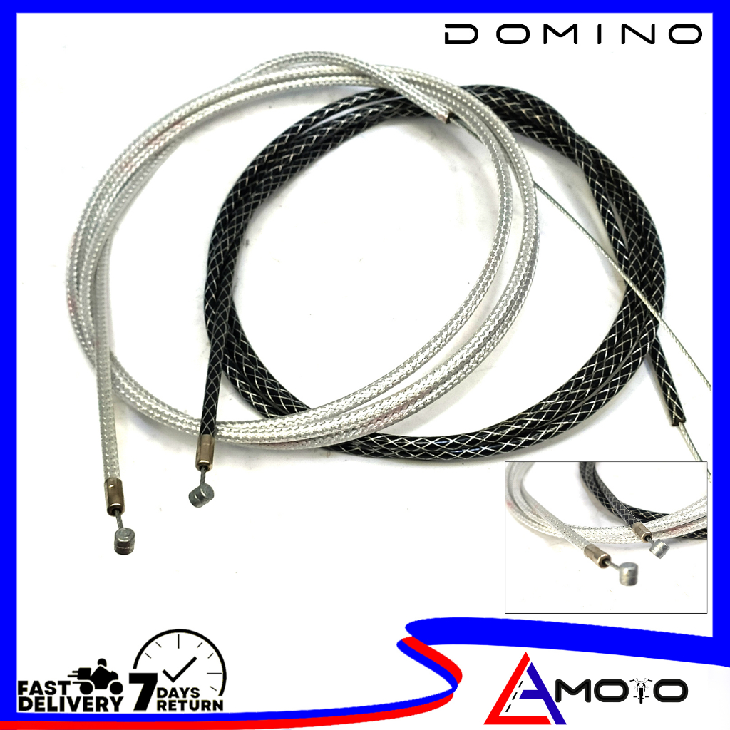 (PER PC) DOMINO THROTTLE CABLE SILVER / CARBON BLACK / MOTORCYCLE ...