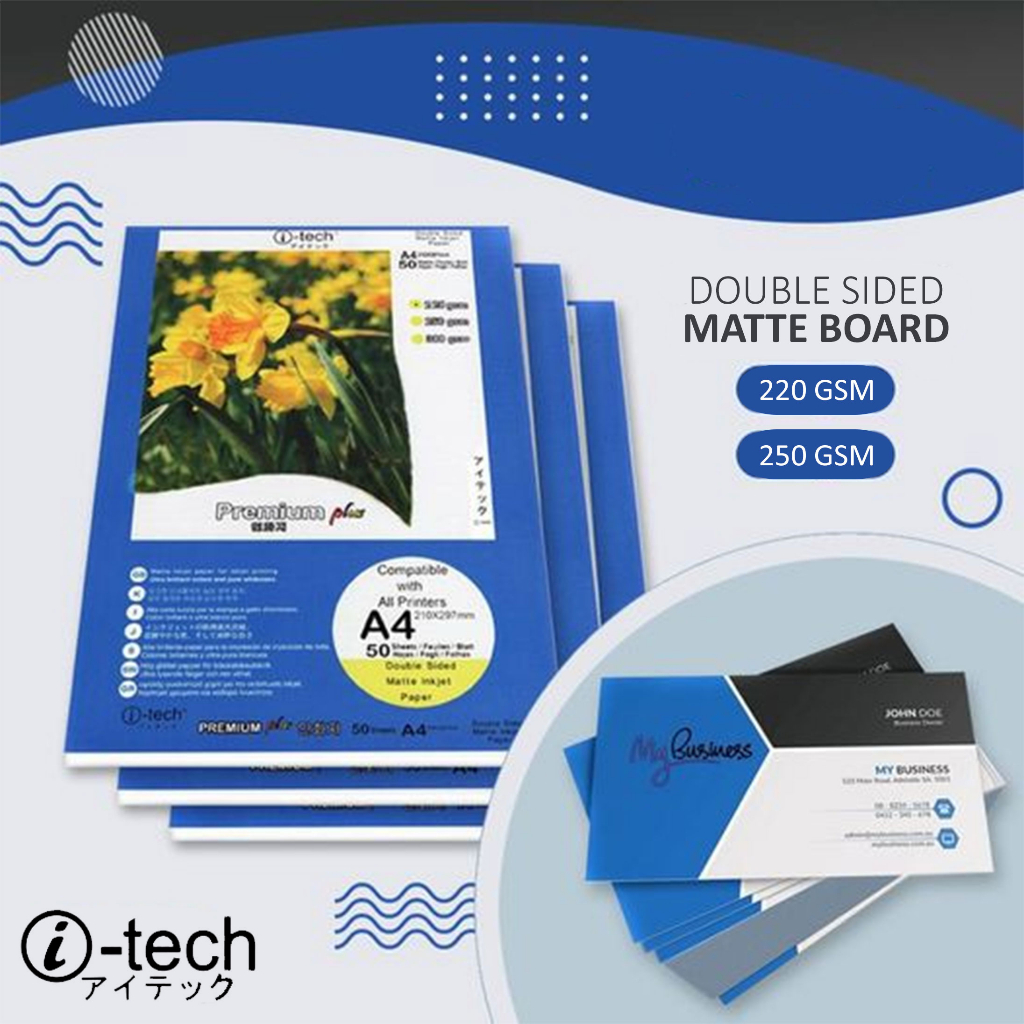 [1 PACK] ITech Double Sided Calling Card Paper Photopaper Matte 220 ...