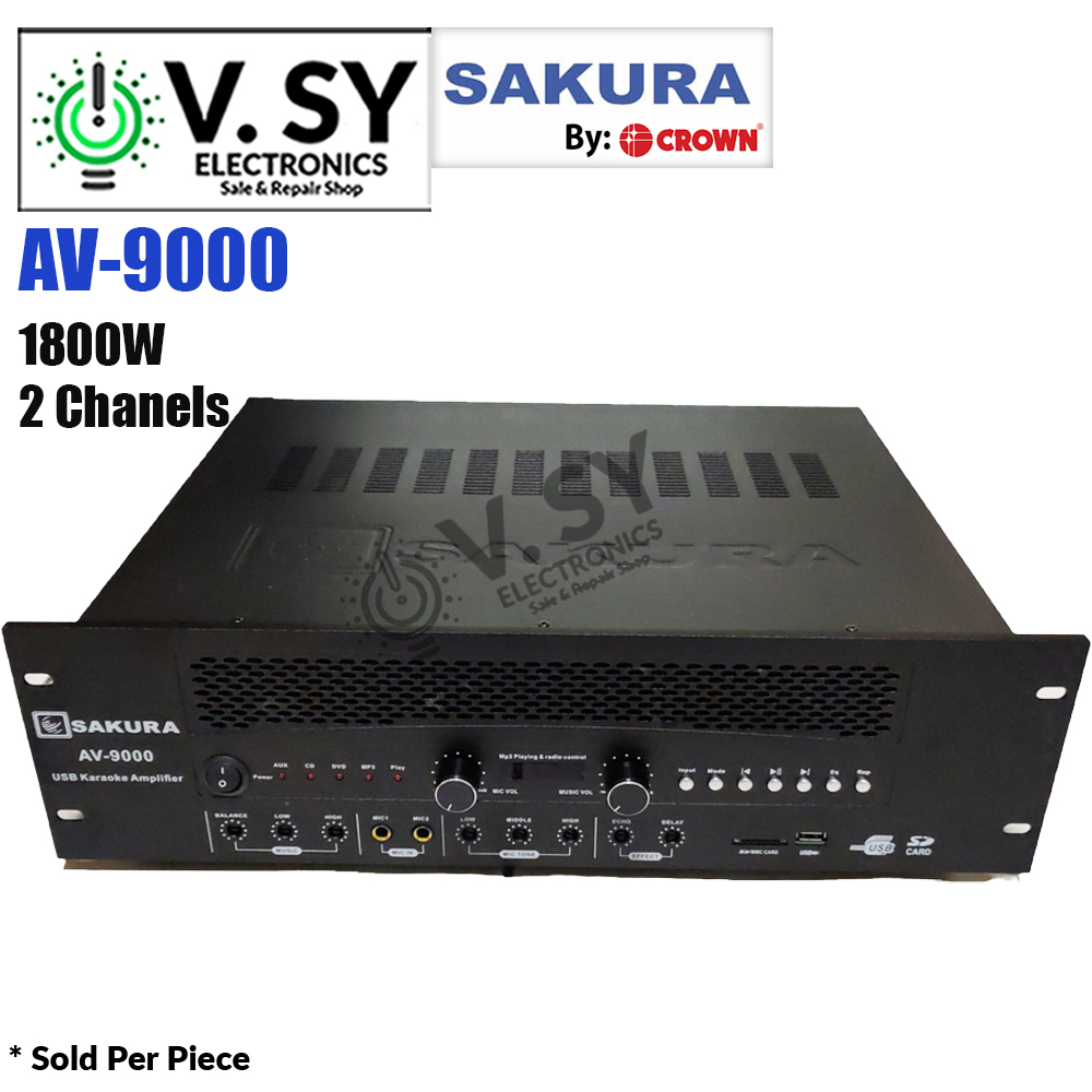 Original 2023 Sakura AV-9000 1800W 2 Channels USB Karaoke Amplifier | Shopee Philippines