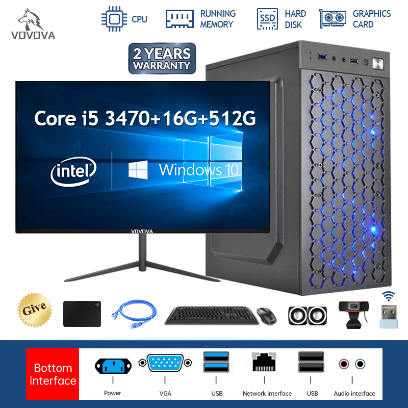 VOVOVA Desktop Computer set pc Inter i7 Full Set PC Set Gaming computer ...