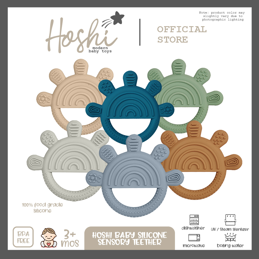 Hoshi Baby Silicone Sensory Textured Teether Ring, 100% Food Grade ...