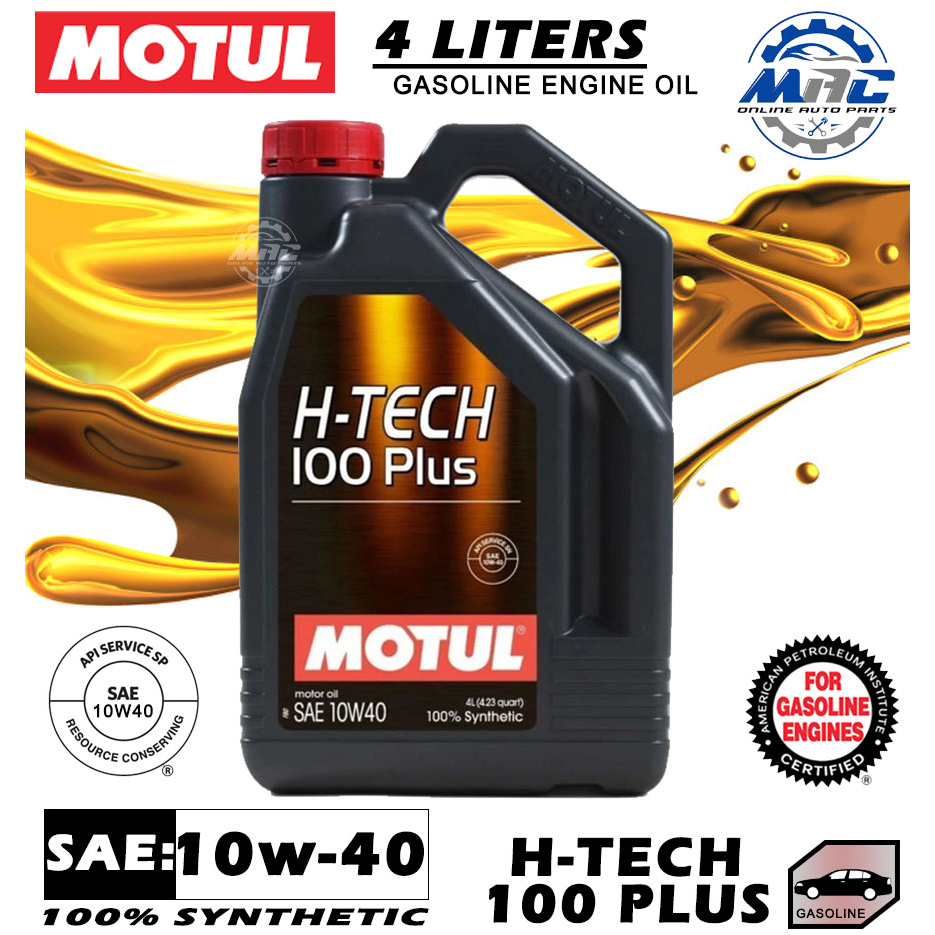 Motul H-Tech 100 Plus 10w40 100% Synthetic 4 Liters Gallon Gasoline ...