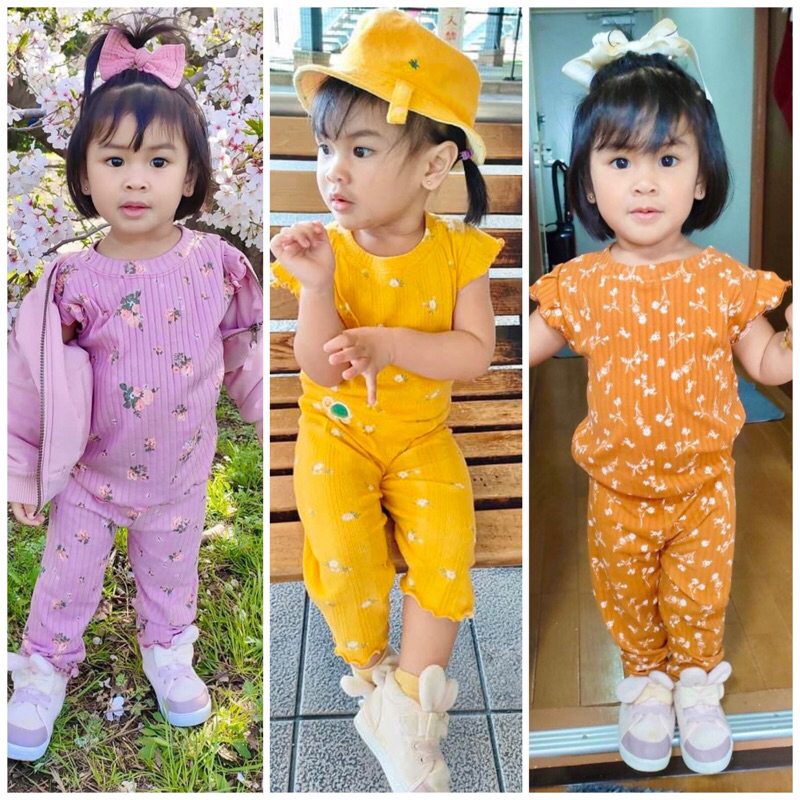 Idlip kids GIRLS (1-7yo) Cotton Lettuce Pajama Terno Set | Shopee ...