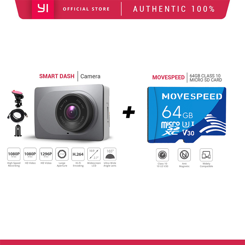YI Smart Dash Cam With ADAS 2.7" Screen Full HD 1080P 60fps 165 degree ...
