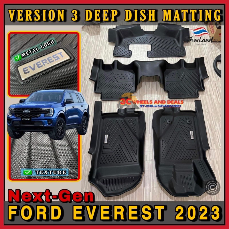 NEXT-GEN FORD EVEREST 2023-2025 VERSION 3 DEEP DISH MATTING | Shopee ...