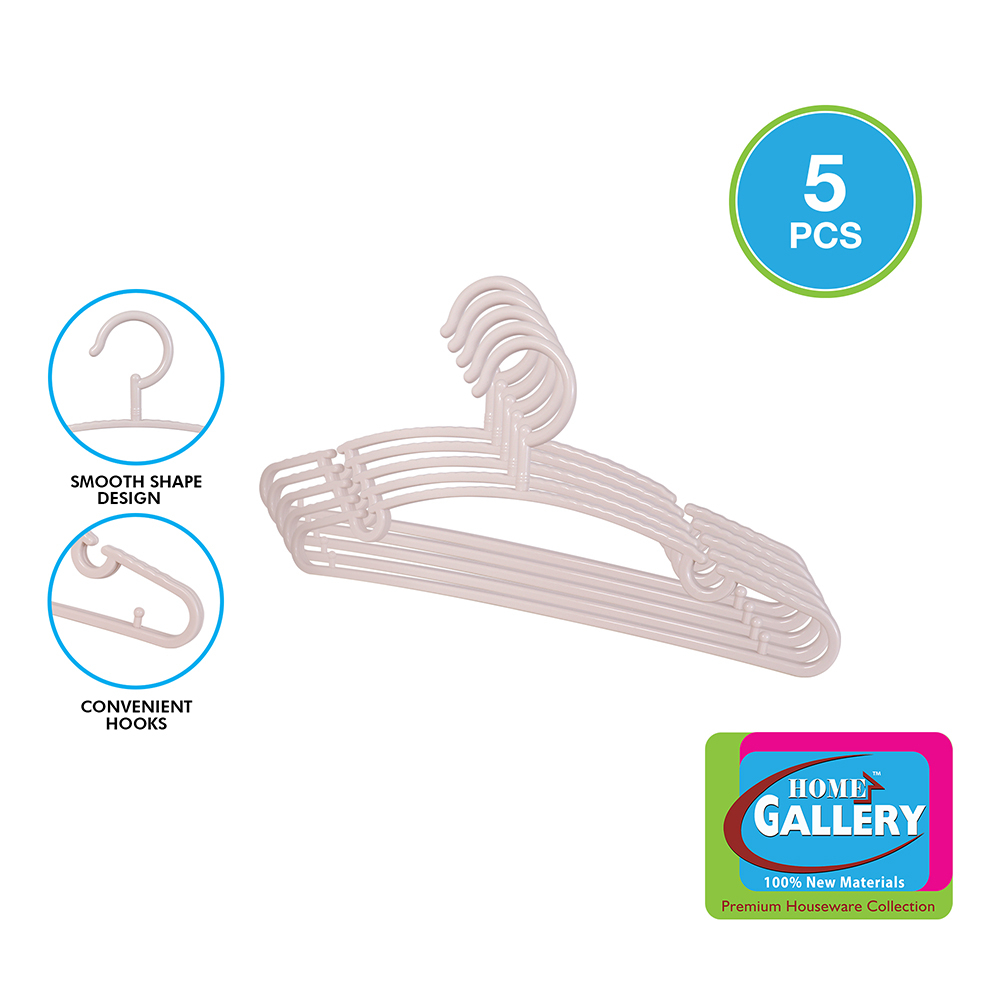 Home Gallery Plastic Hanger 5-PC | PP (Polypropylene) | Lightweight ...