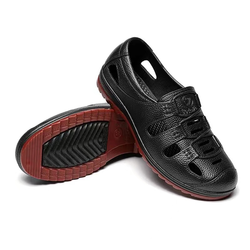 【Smile】 New Black Casual Men's Leather Shoes Formal Rubber Shoes ...