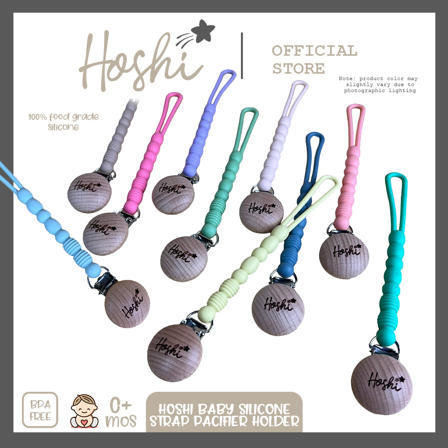 Hoshi Baby Silicone String Teether Pacifier Holder Clip, BPA Free, 100% ...