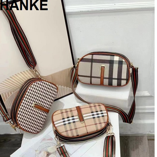 HANKE Crossbody Shoulder Bag 3 Zipper PVC With Wide Strap Sling Bag ...