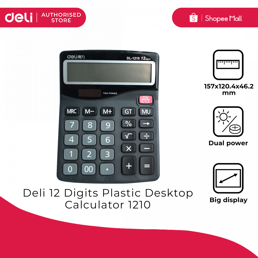 Deli 1210 12 Digits Plastic Desktop Calculator 791210 | Shopee Philippines