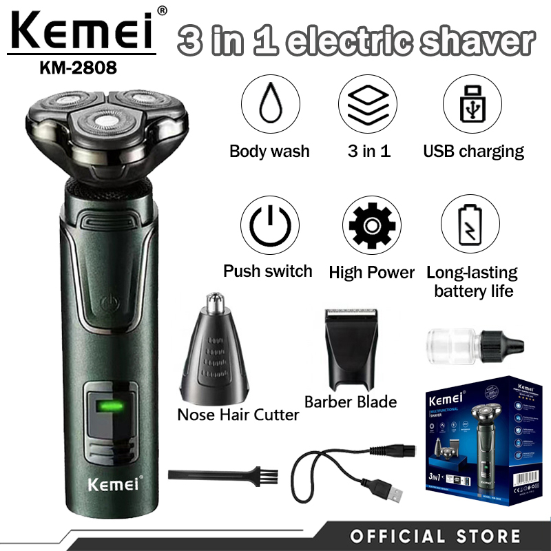 Kemei 3 in1 Rechargeable Electric Shaver Beard Facial Hair Trimmer Razor Shaver For men's KM ...