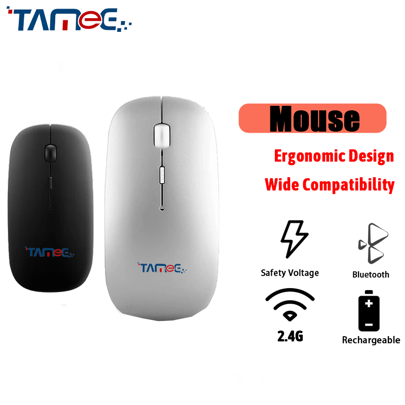 Tamee Wireless Bluetooth Mouse Rechargeable 2.4G Ultra Thin Silent Mice ...