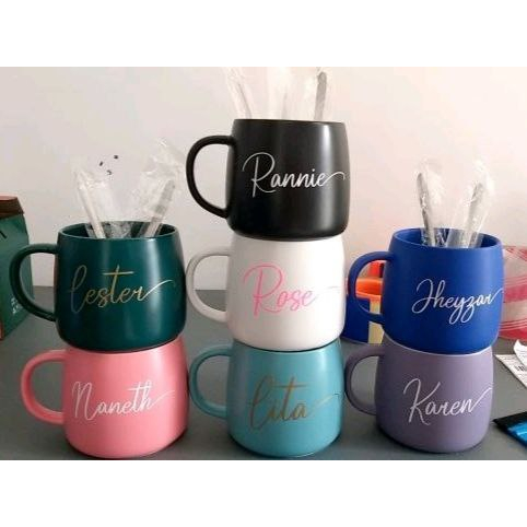 500ml Personalized Matte Coffee Mug with Box and Spoon (PM your name ...
