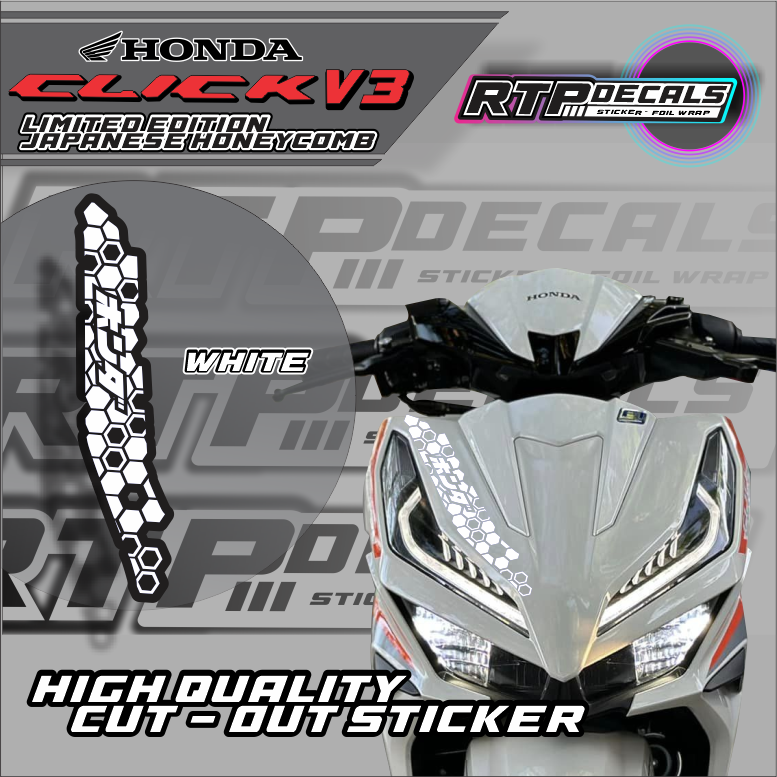 HONDA CLICK V3 LIMITED EDITION JAPANESE HONEYCOMB FRONT DECALS STICKER ...
