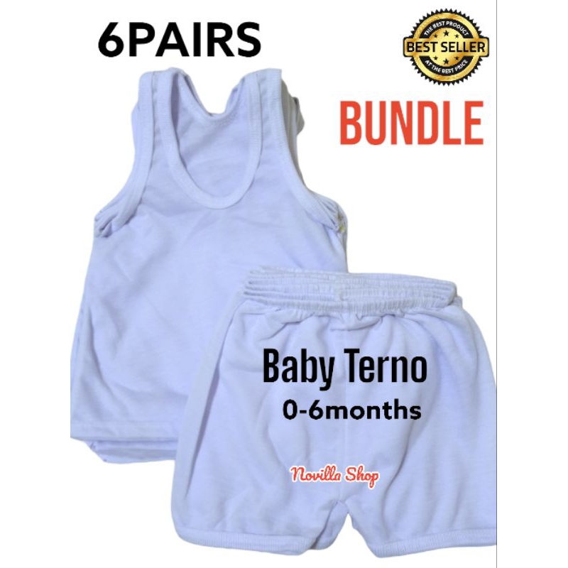 6PAIRS Newborn White Sando and Short for baby boy / Infant Sando and ...