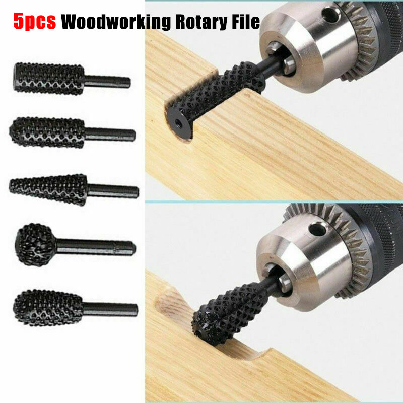5pcs Woodworking Rotary File Grinding Head Files Kit Rotary Burr Wood ...