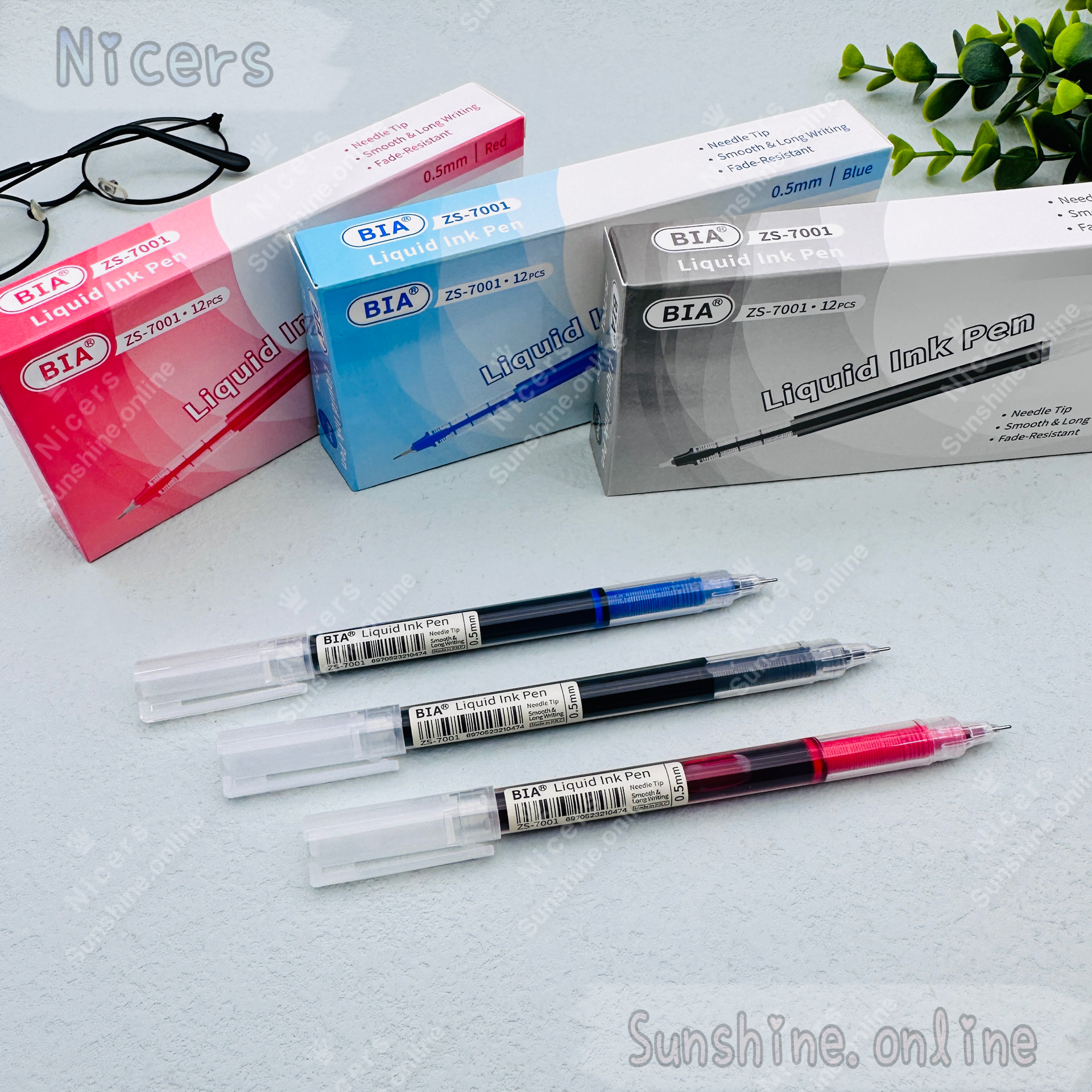 12pcs BIA 0.5mm Liquid Ink Fade-Resistant large capacity Gel Pen Sign ...