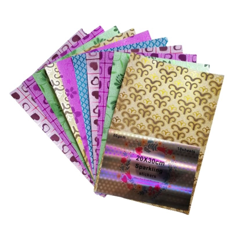 10pcs Self Adhesive Glitter Paper Sticker with Assorted Design | Shopee ...