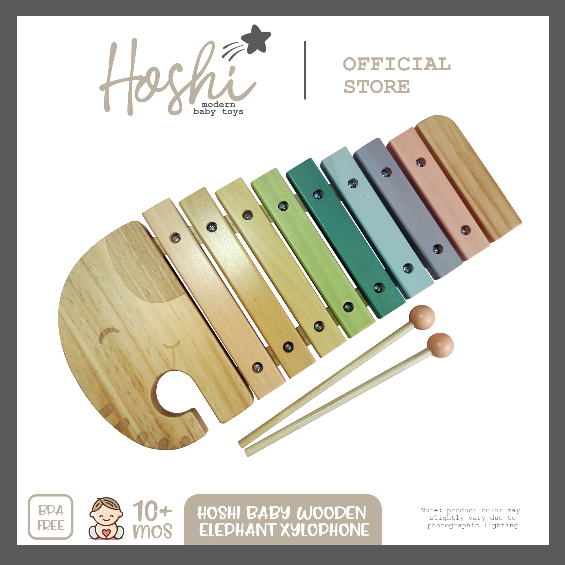 Hoshi Baby Wooden XL Premium Elephant Xylophone, Montessori Wooden ...