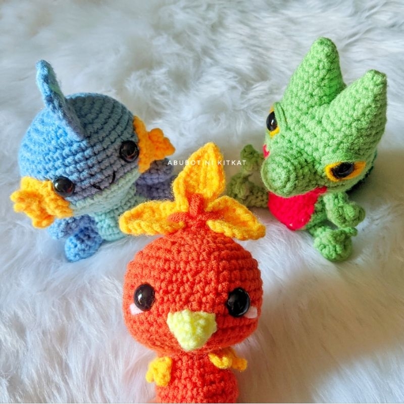 Pokemon Crochet Gen 3 Starters • Torchic, Mudkip, and Treecko Amigurumi ...