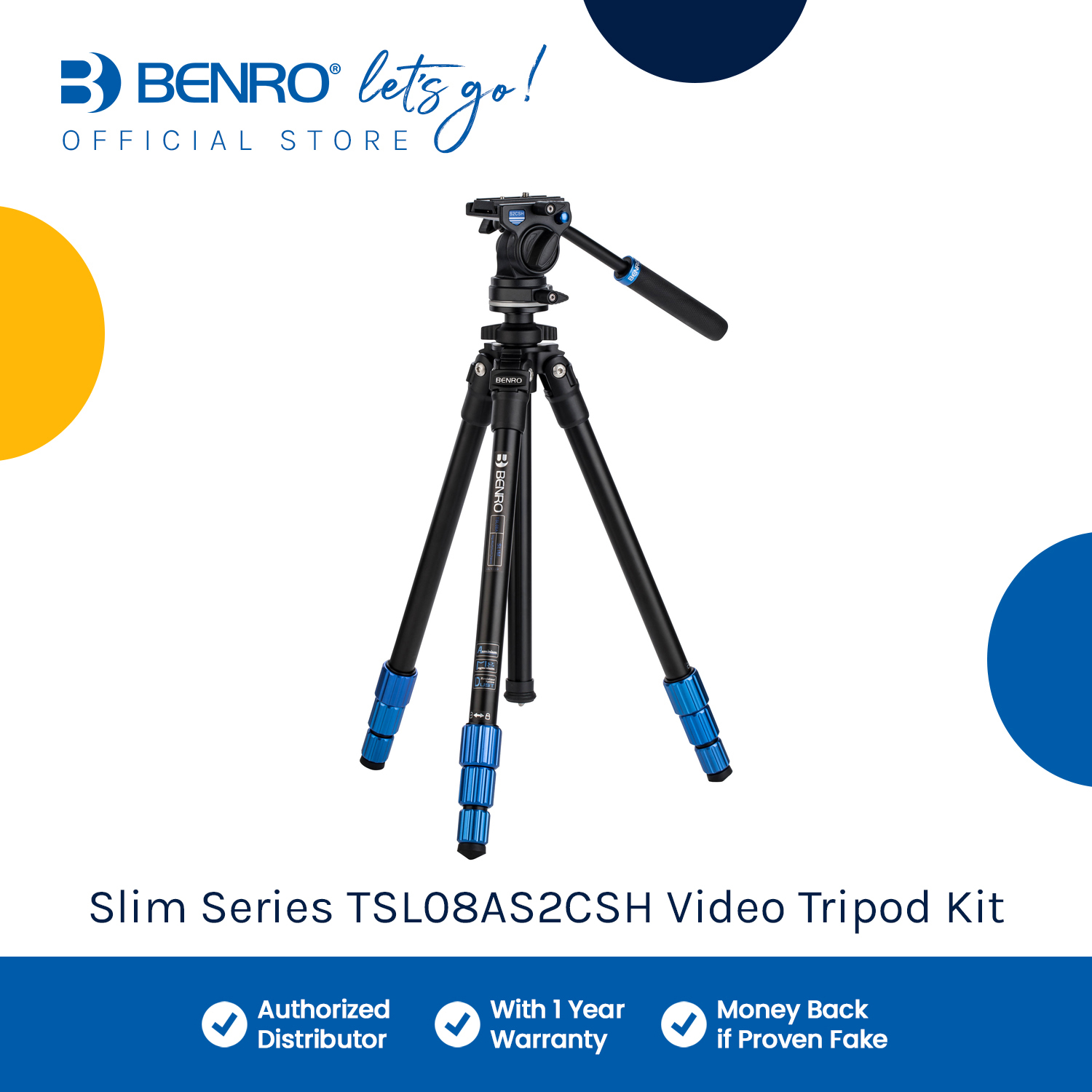 Benro Slim Series TSL08AS2CSH Video Tripod Kit | Shopee Philippines