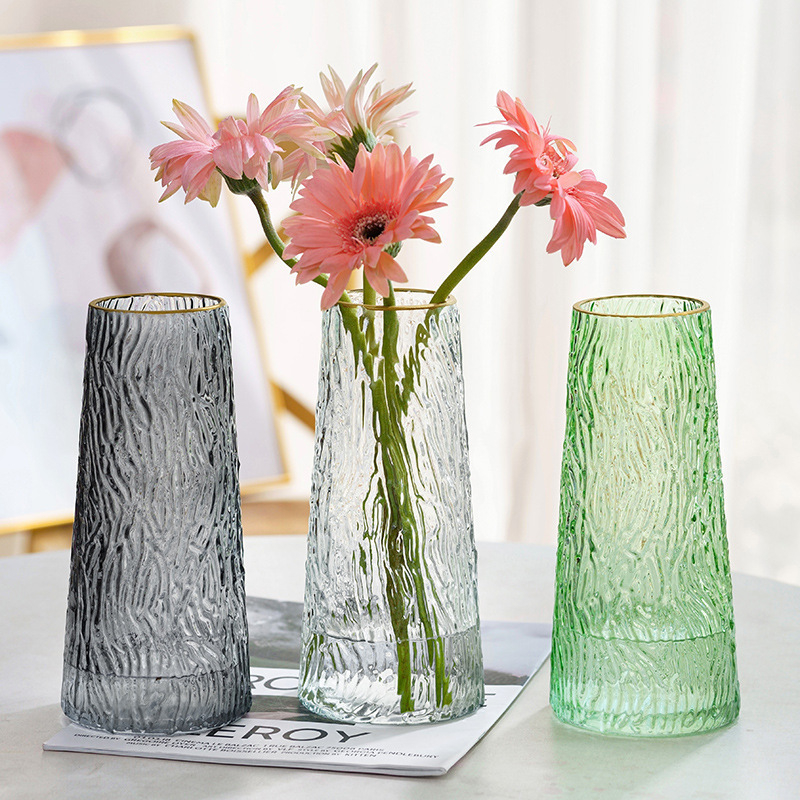 Glass Vase Transparent Big Flower Vase For Decorative Desktop Flower ...