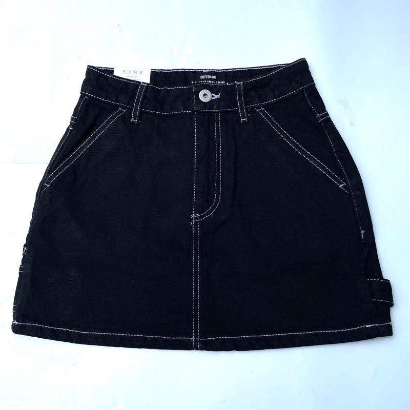 Cotton On Cargo Denim Skirt Highwaist Mini Palda Maong Skort | Shopee ...