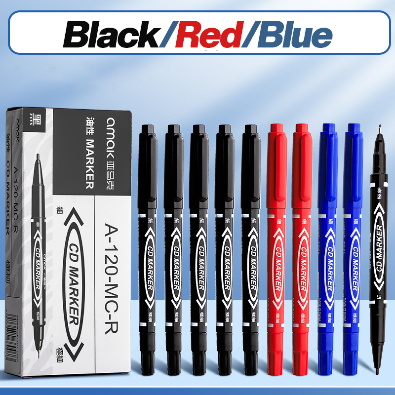 Permanent Marker Pen BLack Double Head Permanent Marker 1.0mm Marker ...