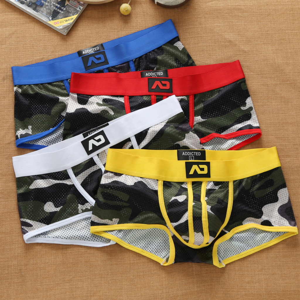 New Addicted Man Camouflage Mesh Boxer Briefs Boxers Underwear Men ...
